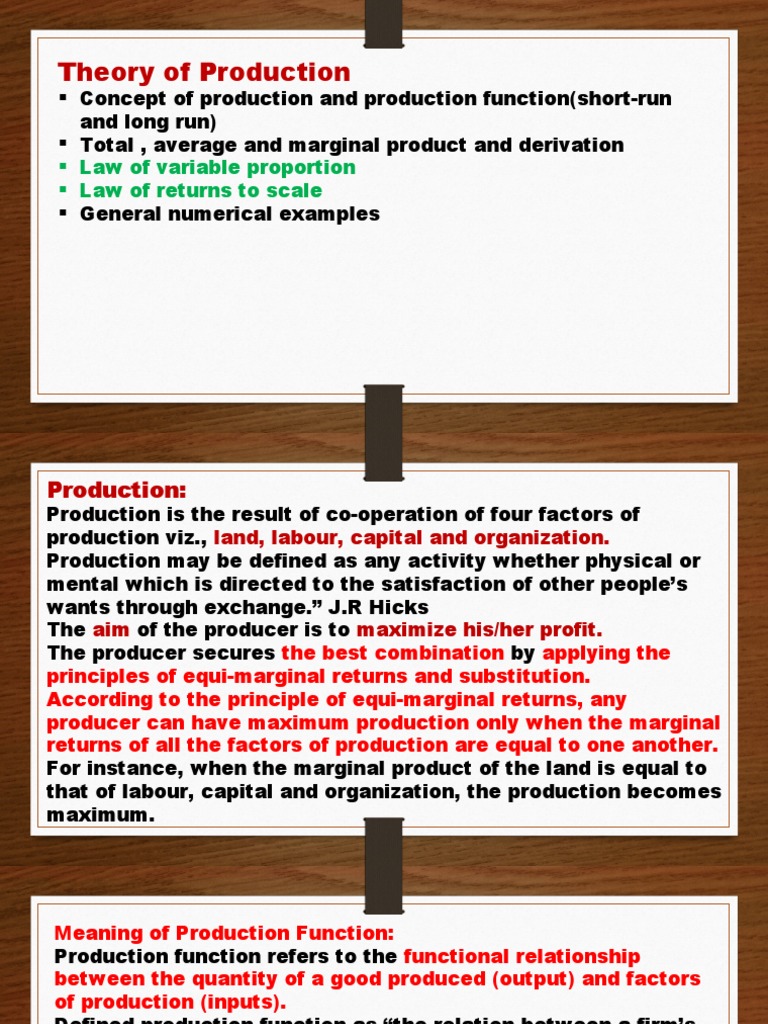 Theory of Production | PDF | Production Function | Business Process ...