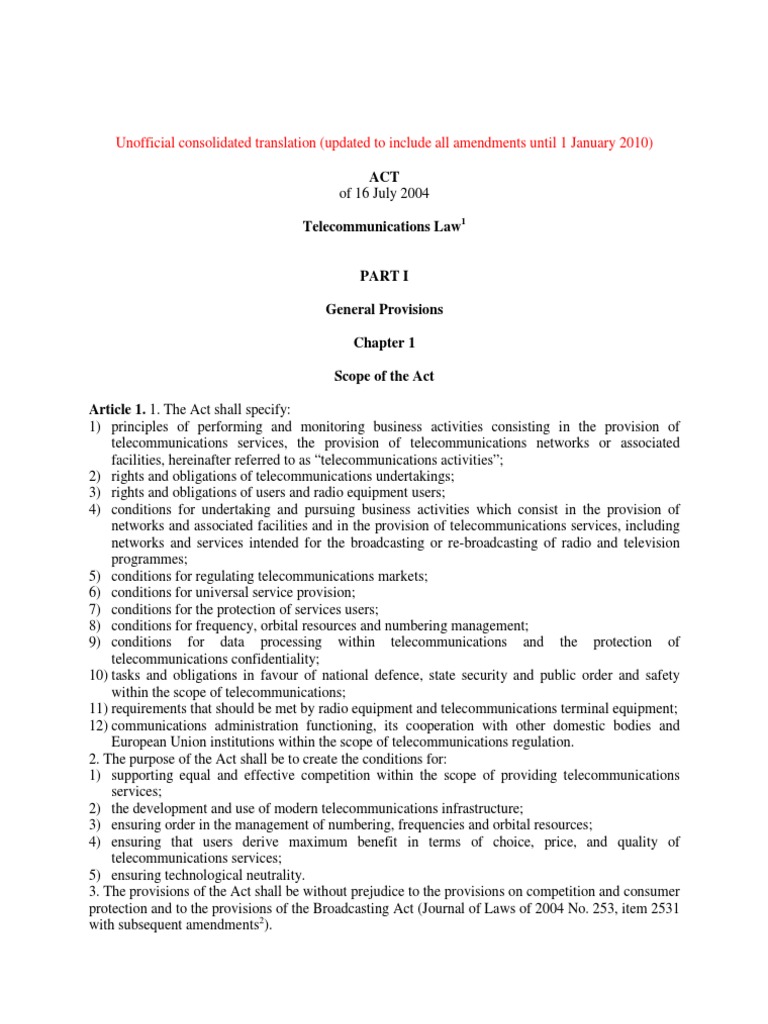 Telecommunications Law | Download Free PDF | Public Switched Telephone ...