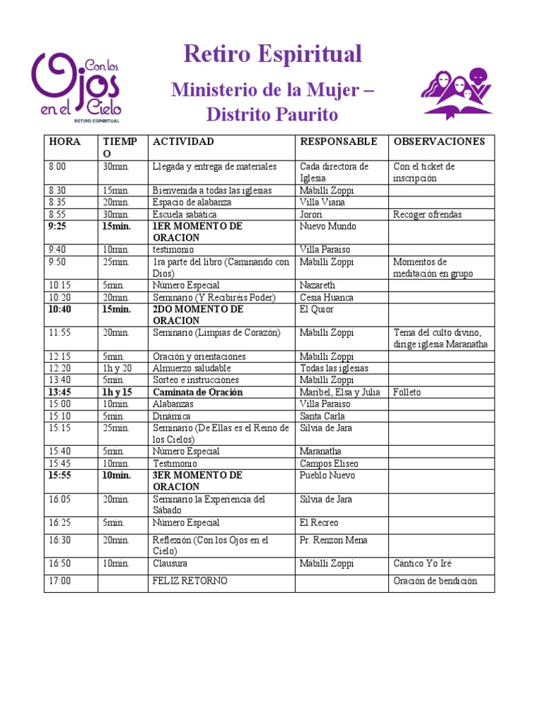 Programa Retiro Espiritual | Descargar gratis PDF | eucaristía | Jesús