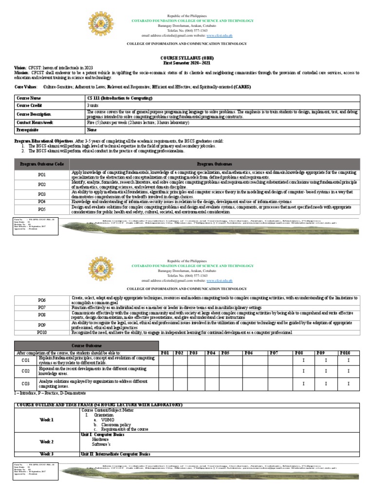 CS111 Introduction To Computing | PDF | Computing | Design
