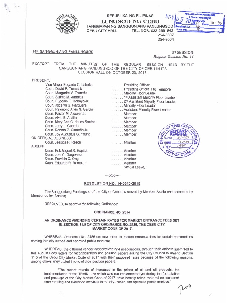Cebu City Ordinance No. 2514 Market Ordinance Amendments | PDF