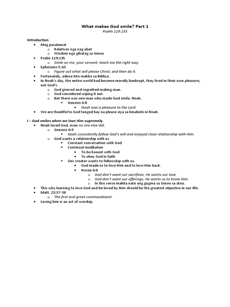 What Makes God Smile? Part 1: Psalm 119:135 | PDF
