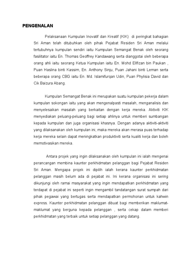 Buku Laporan Pelaksanaan Kik | PDF