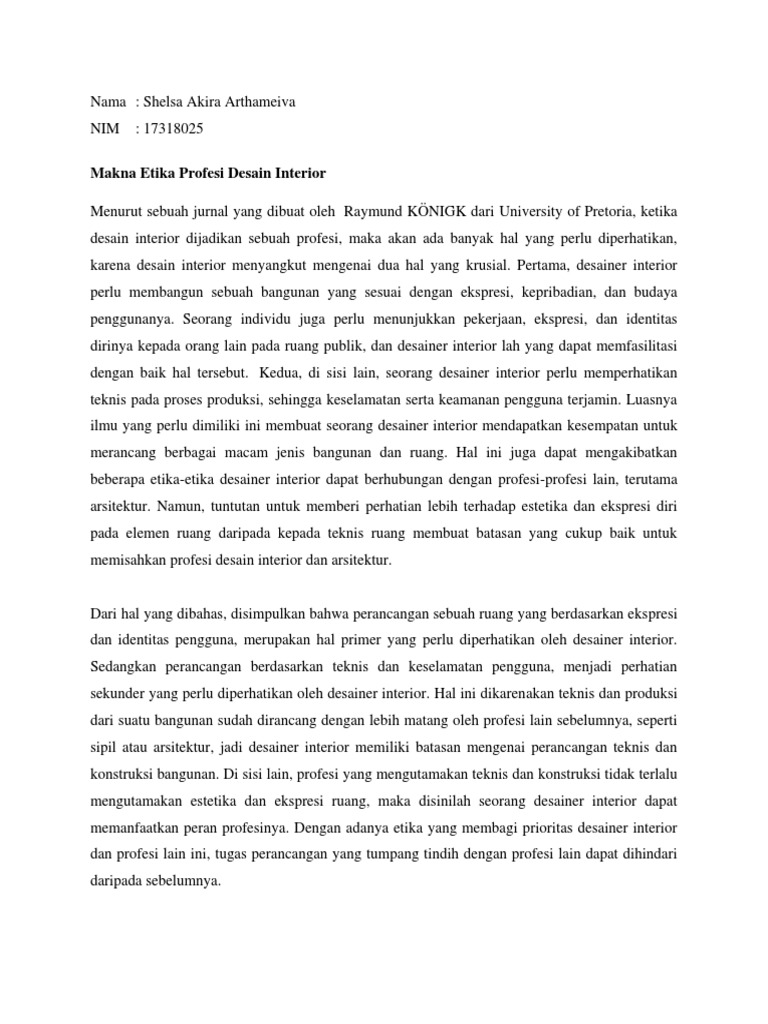 Makna Etika Profesi Desain Interior | PDF