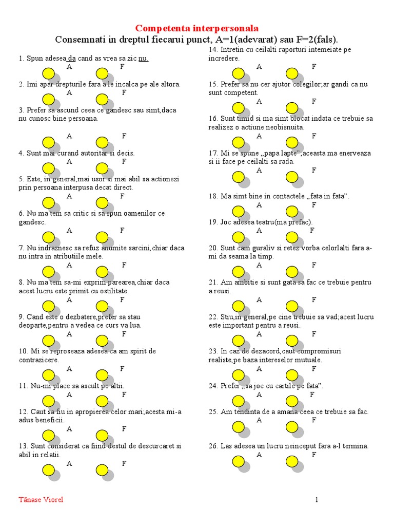 Test de personalitate 9
