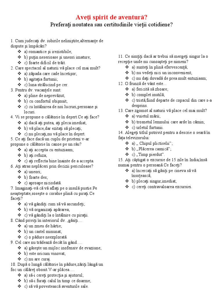 Test de Personalitate 6 | PDF