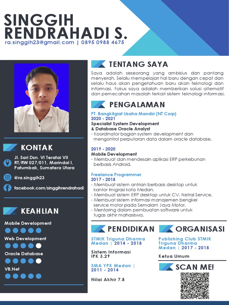 Contoh Curriculum Vitae SINGGIH RENDRAHADI | PDF | Teknologi & Rekayasa