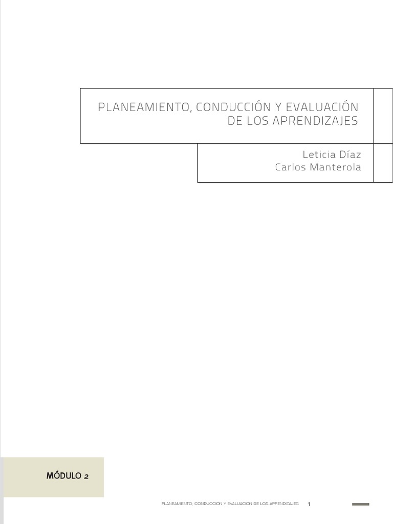 Modulo2 - Planeamiento - Conducci+ N y Ev. Ap. | PDF | Planificación | Plan de estudios