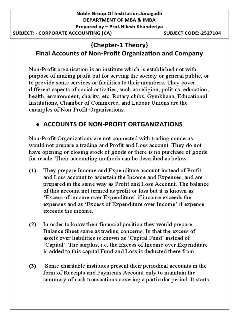 Final Accounts of Non Profit Organisation Sem 2 Imba | PDF | Expense ...