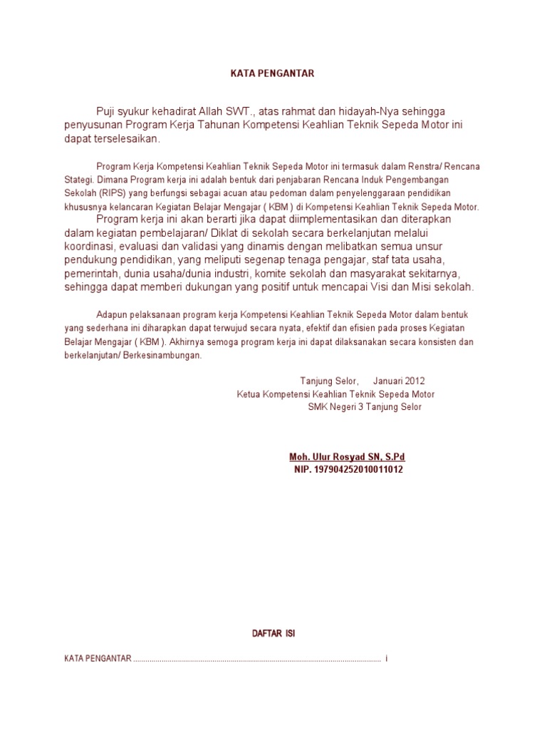 Program Kerja Kaprog SMK TSM | PDF