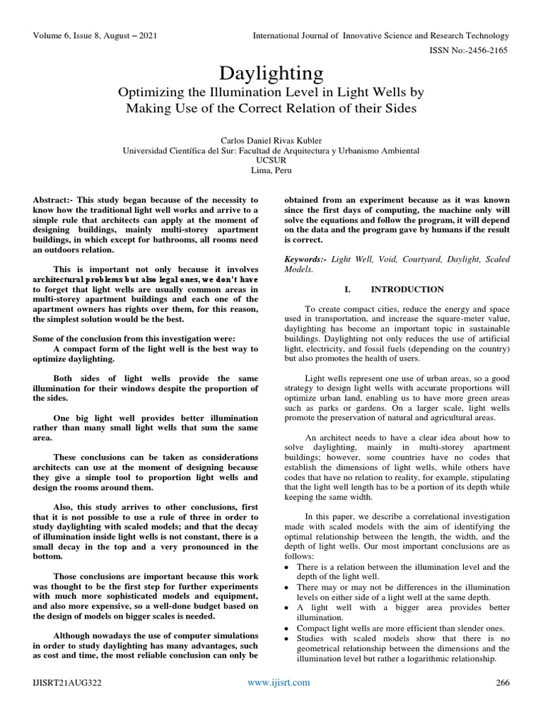 Daylighting Optimizing The Illumination Level in Light Wells by Making ...