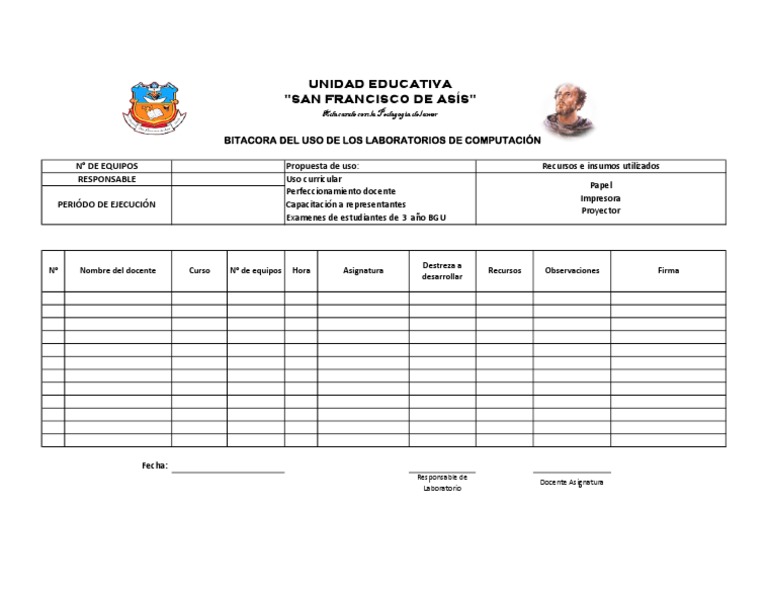 Bitacora de Uso de Laboratorios | PDF
