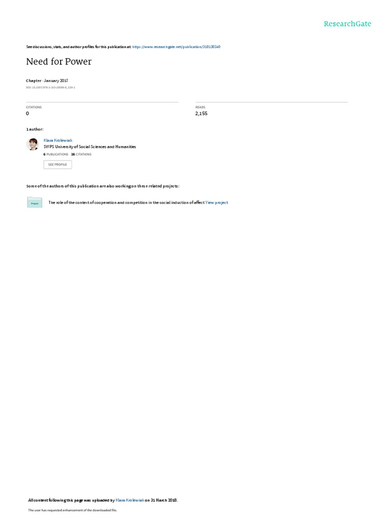 Need For Power: January 2017 | PDF | Motivational | Motivation