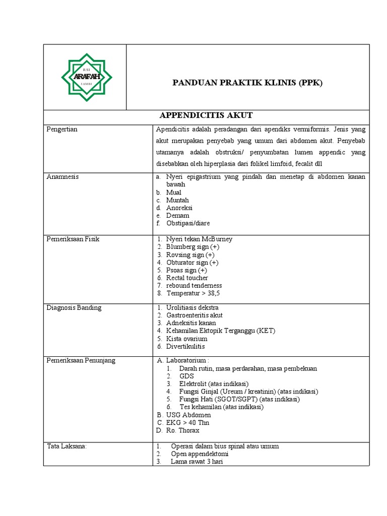 PPK Appendicitis | PDF