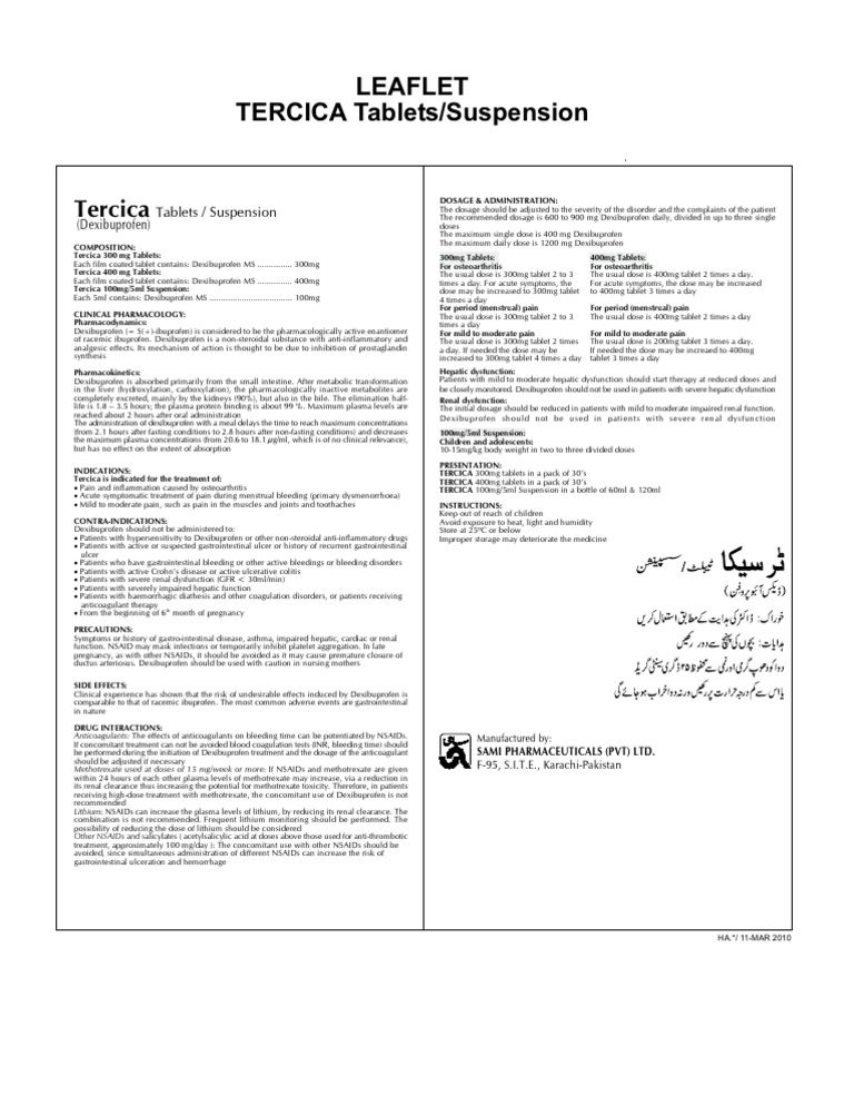 Tercica | PDF | Nonsteroidal Anti Inflammatory Drug | Dose (Biochemistry)