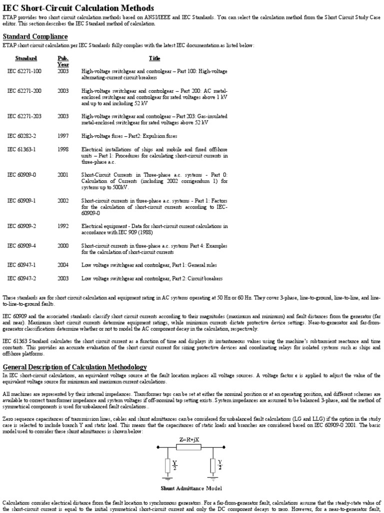 Short CKT IEC | PDF | Electrical Impedance | Alternating Current
