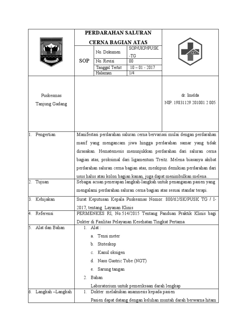 Sop Perdarahan Saluran Cerna Bagian Atas | PDF