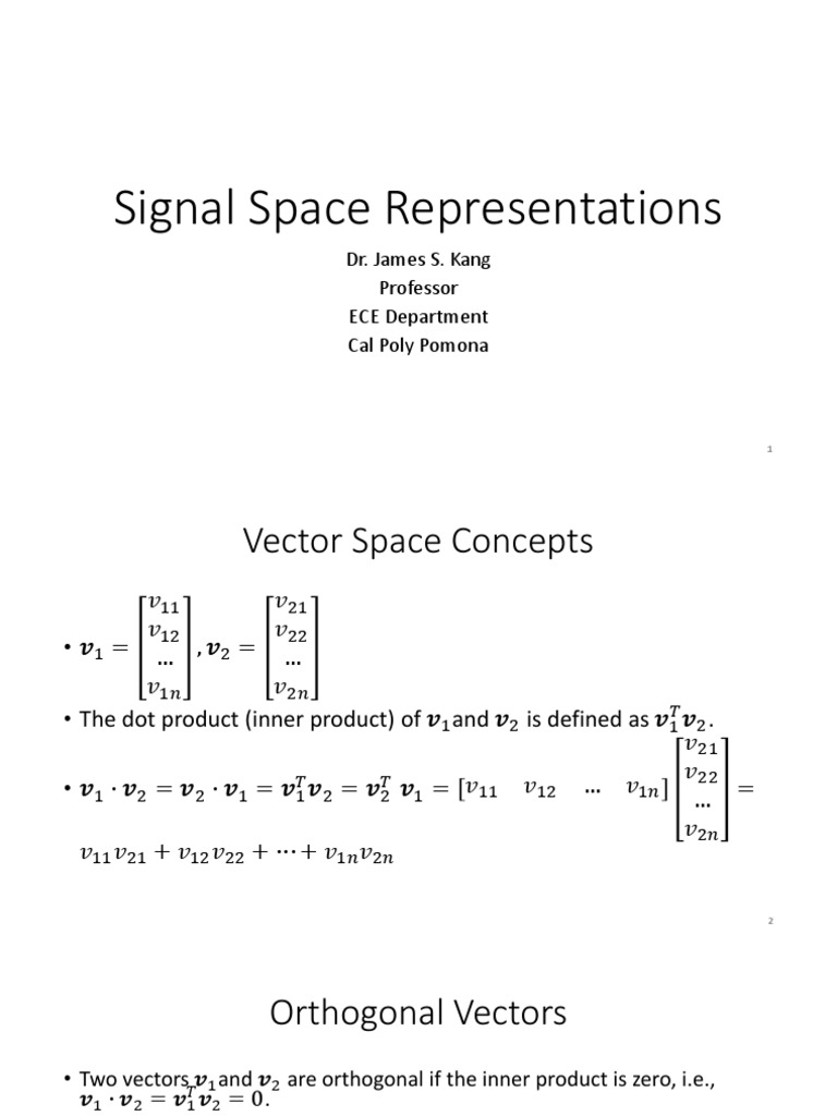 Signal Space Representations | PDF | Vector Space | Matrix (Mathematics)