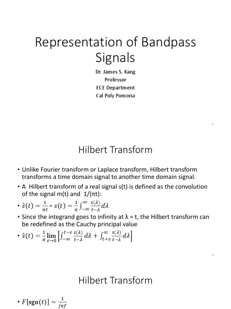 Representation of Bandpass Signals | PDF | Spectral Density | Telecommunications Engineering