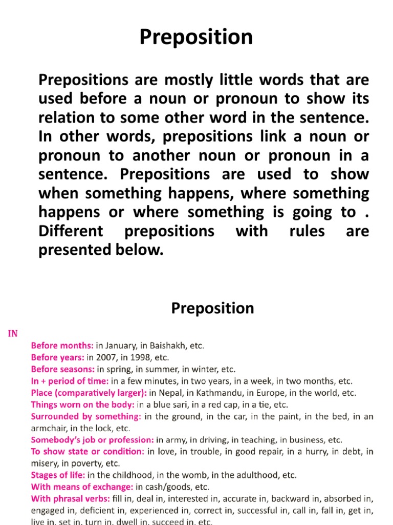 Preposition Notes | PDF