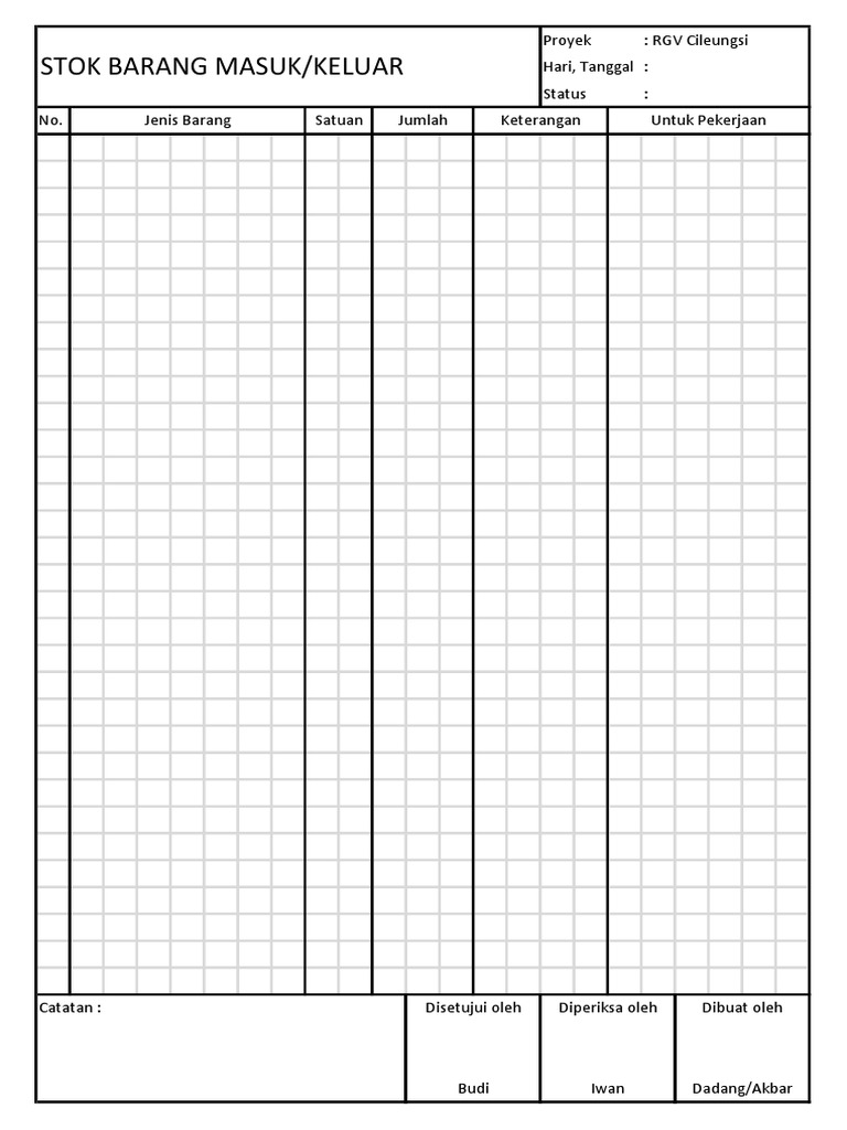 Form Stok Barang Masuk-Keluar | PDF