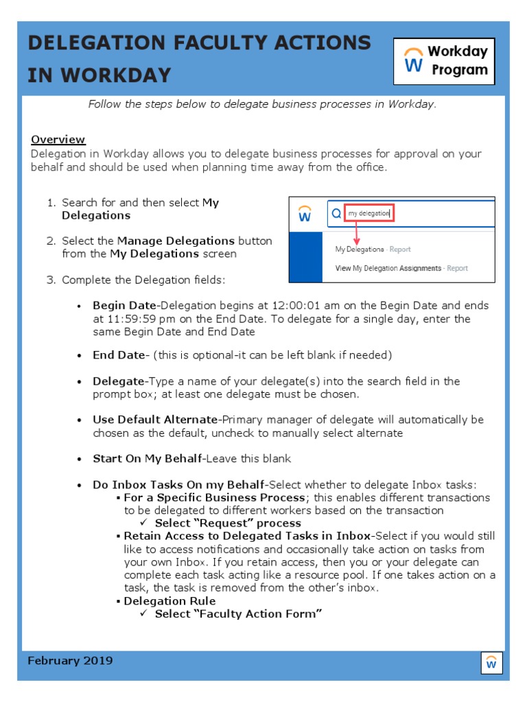 Delegation Faculty Actions Form in Workday | PDF | Computing | Software