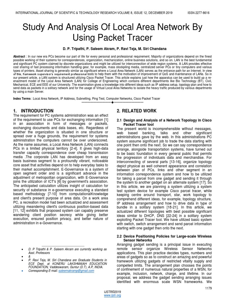 Study and Analysis of Local Area Network by Using Packet Tracer | Download Free PDF | Computer ...