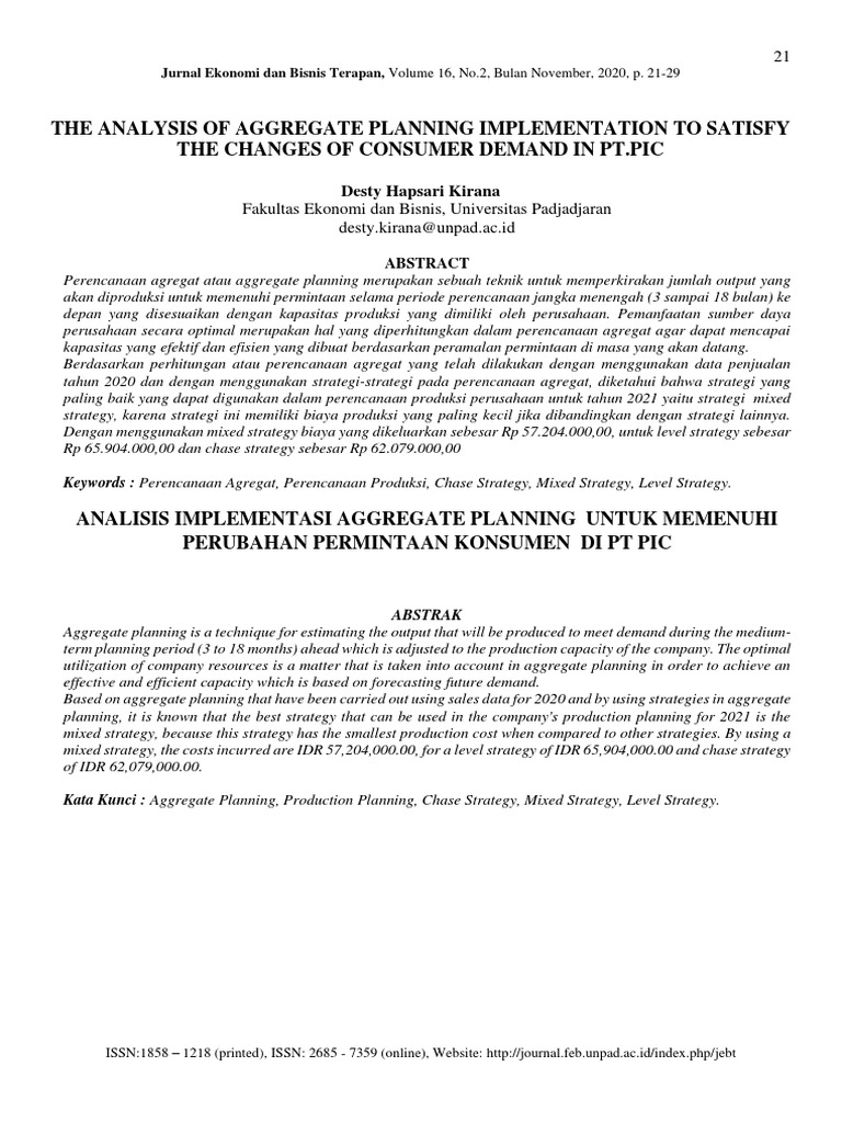Jurnal Agregate Planning | PDF