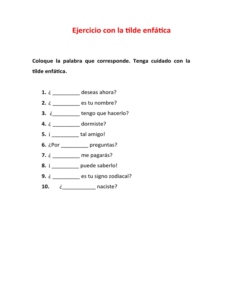 La importancia de la tilde enfática en preguntas y exclamaciones | PDF