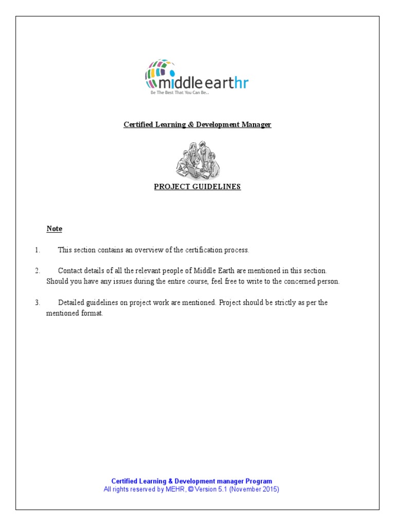 Certified Learning & Development Manager: All Rights Reserved by MEHR, © Version 5.1 (November ...
