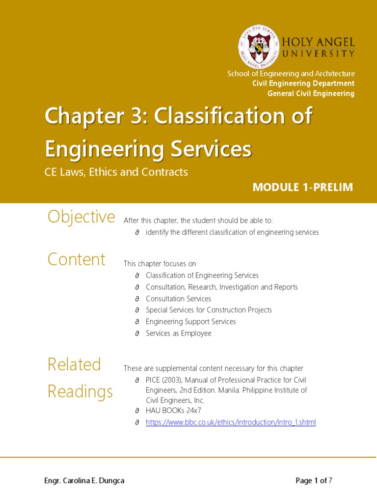 Module 1-Chapter 3 Classification of Engineering Services | PDF | Real ...