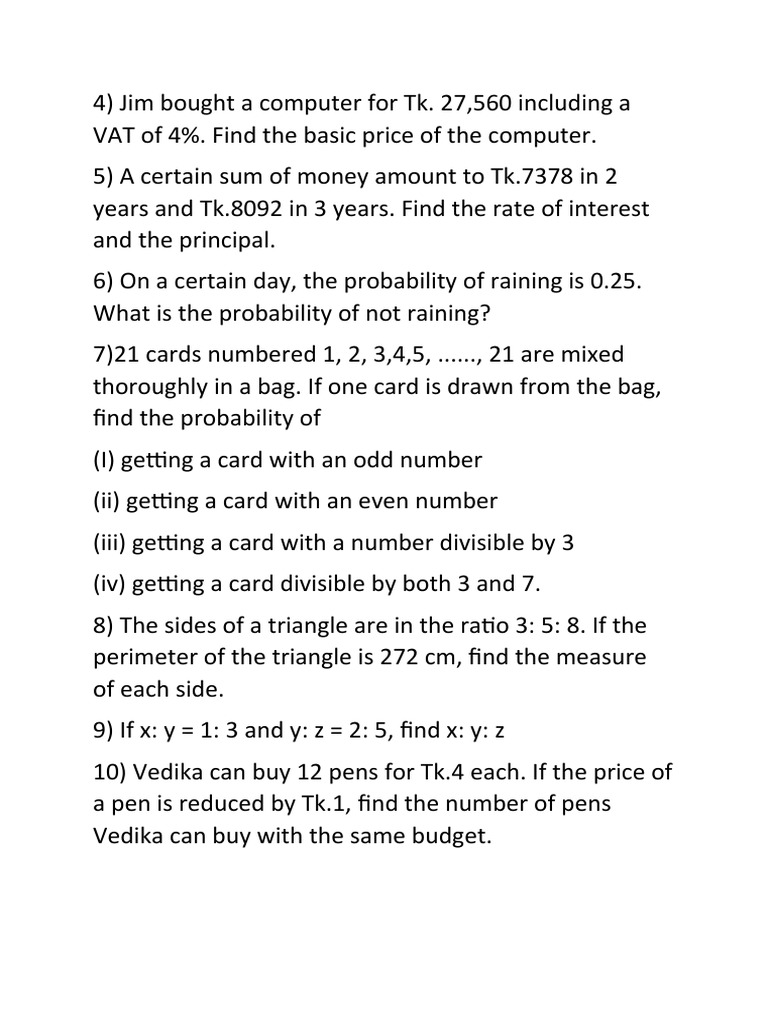 Math Problems on Interest, Probability, and Geometry | PDF | Games ...