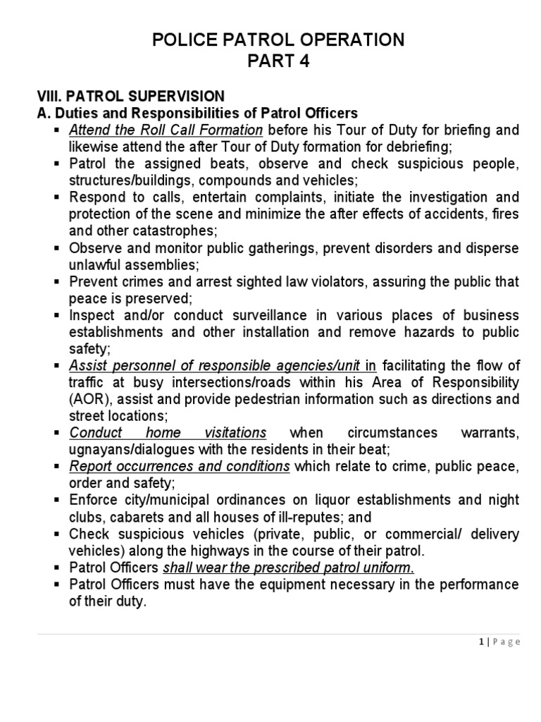 Patrol Strategies and Supervisor Duties | PDF | Police | Undercover ...