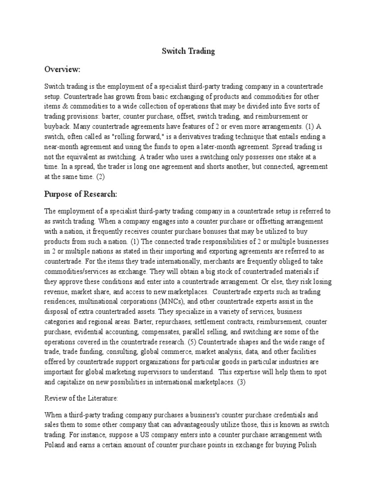 Switch Trading Overview | Download Free PDF | Trade | Barter