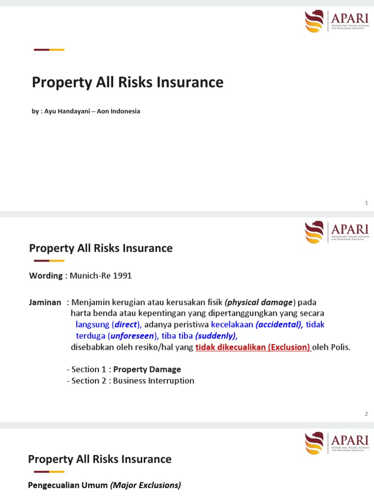 Asuransi Property All Risks: Panduan Lengkap | PDF