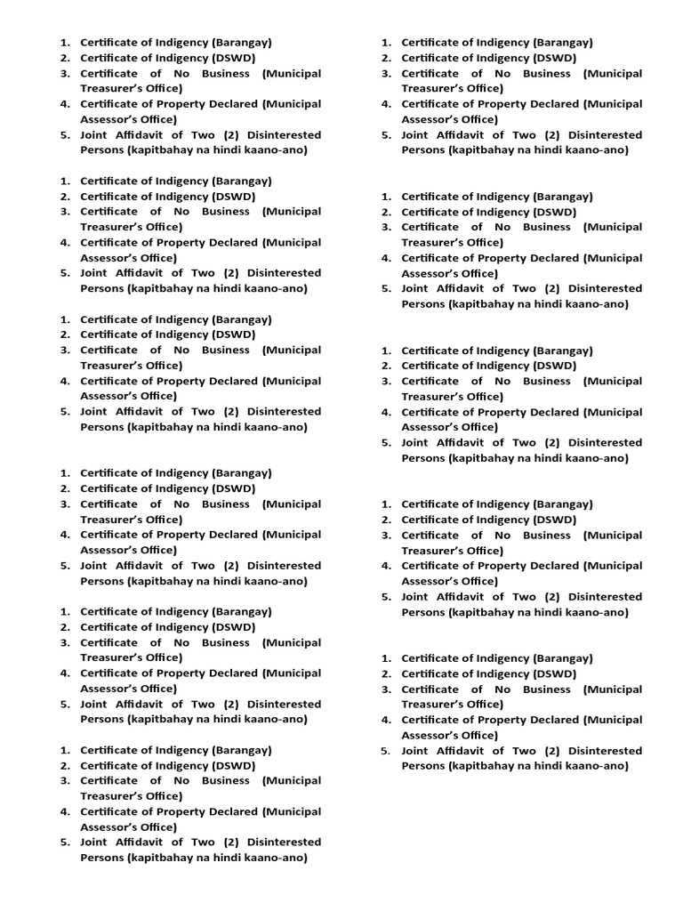 Certificate of Indigency | PDF