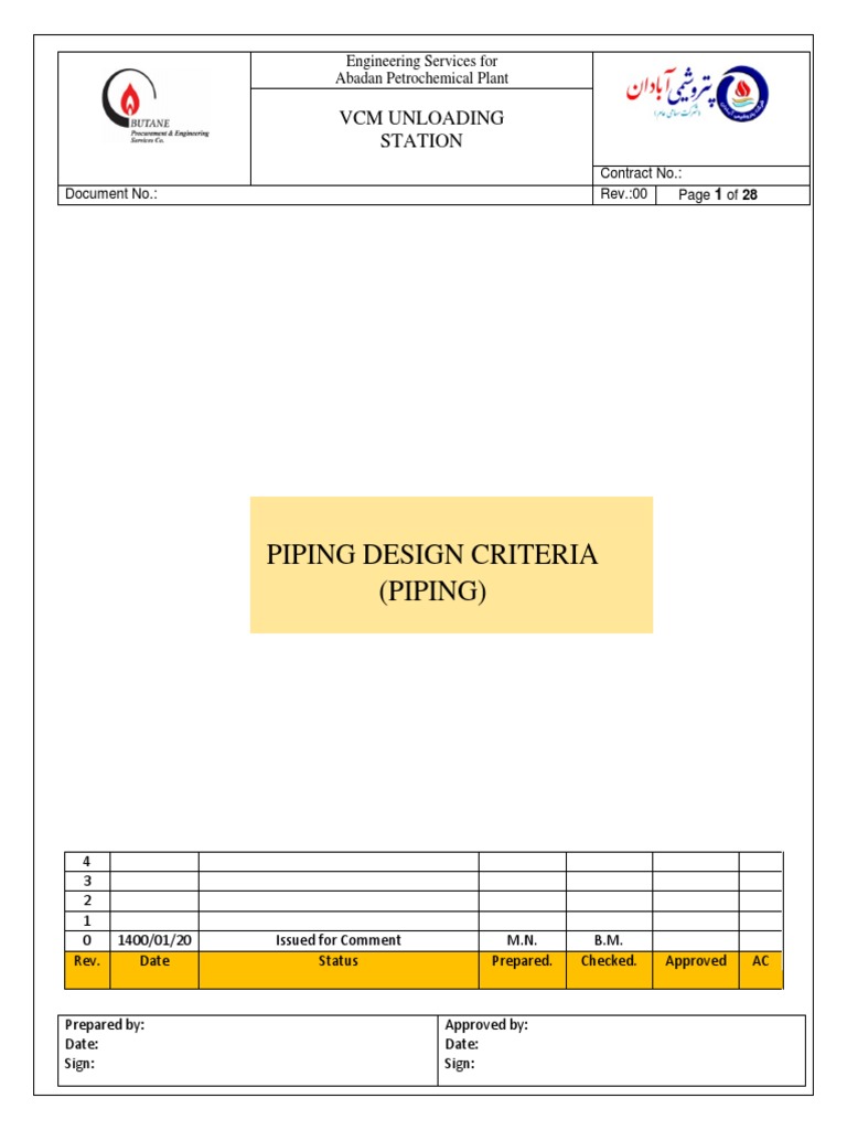 Piping Design Criteria for VCM Station | PDF | Pipe (Fluid Conveyance ...