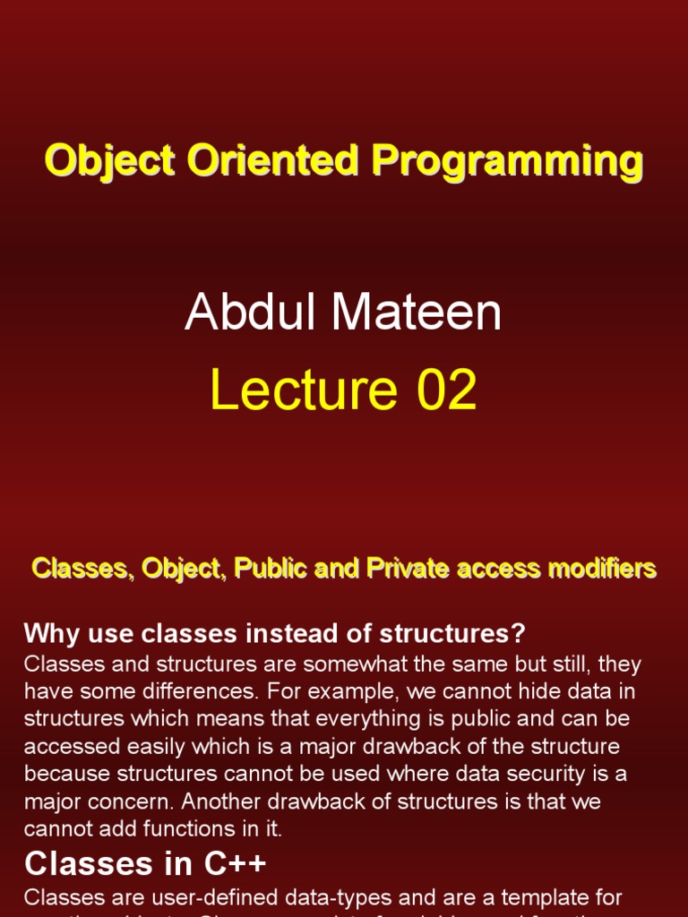 Object Oriented Programming Pdf Class Computer Programming C