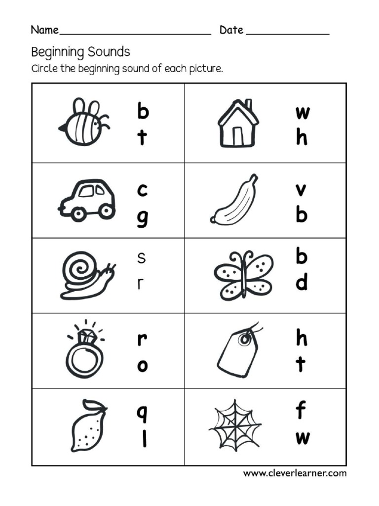 Theme Beginning Letter Sounds Preschool Worksheets 01f | PDF