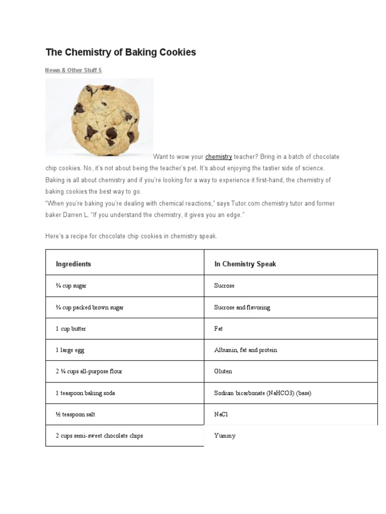 The Chemistry of Baking Cookies | PDF | Baking | Sodium Bicarbonate