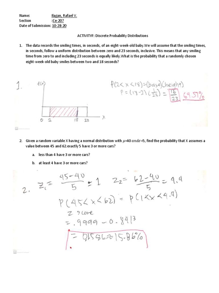 Discrete Probability Distribution Problems | PDF | Law