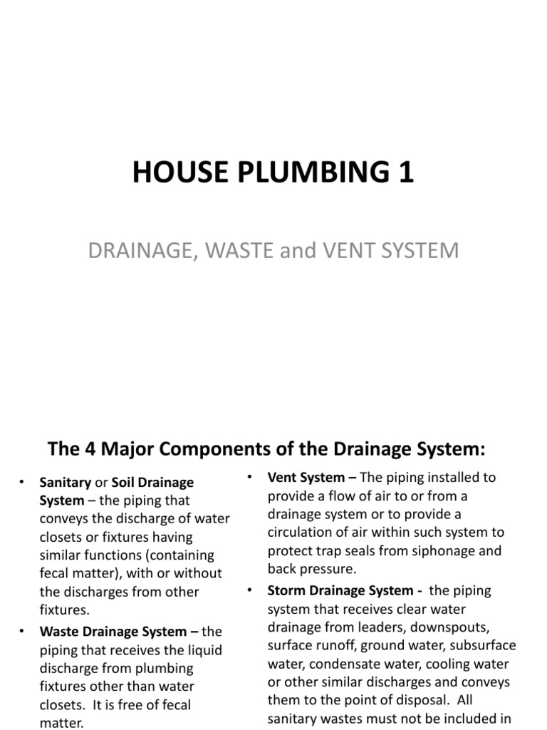 House Plumbing 1: Drainage, Waste and Vent System | PDF | Sanitary ...