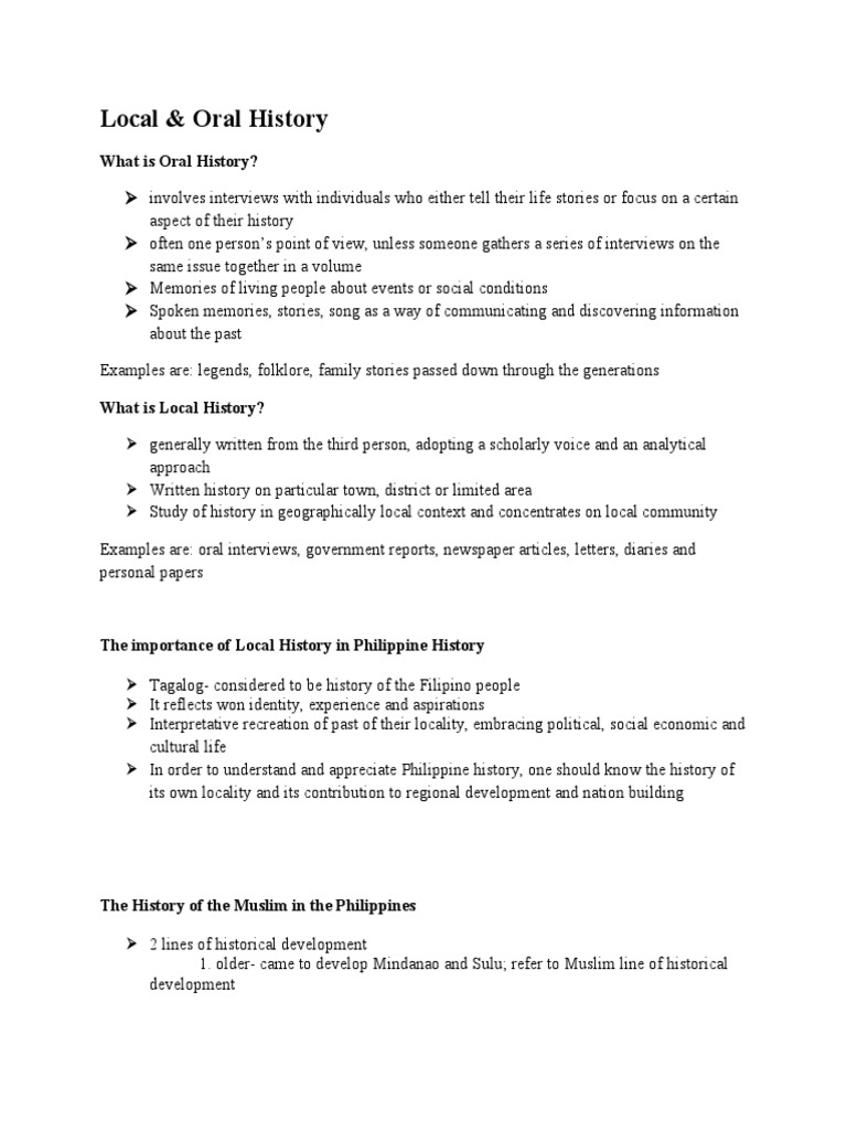 Local & Oral History | PDF | Mindanao | Philippines