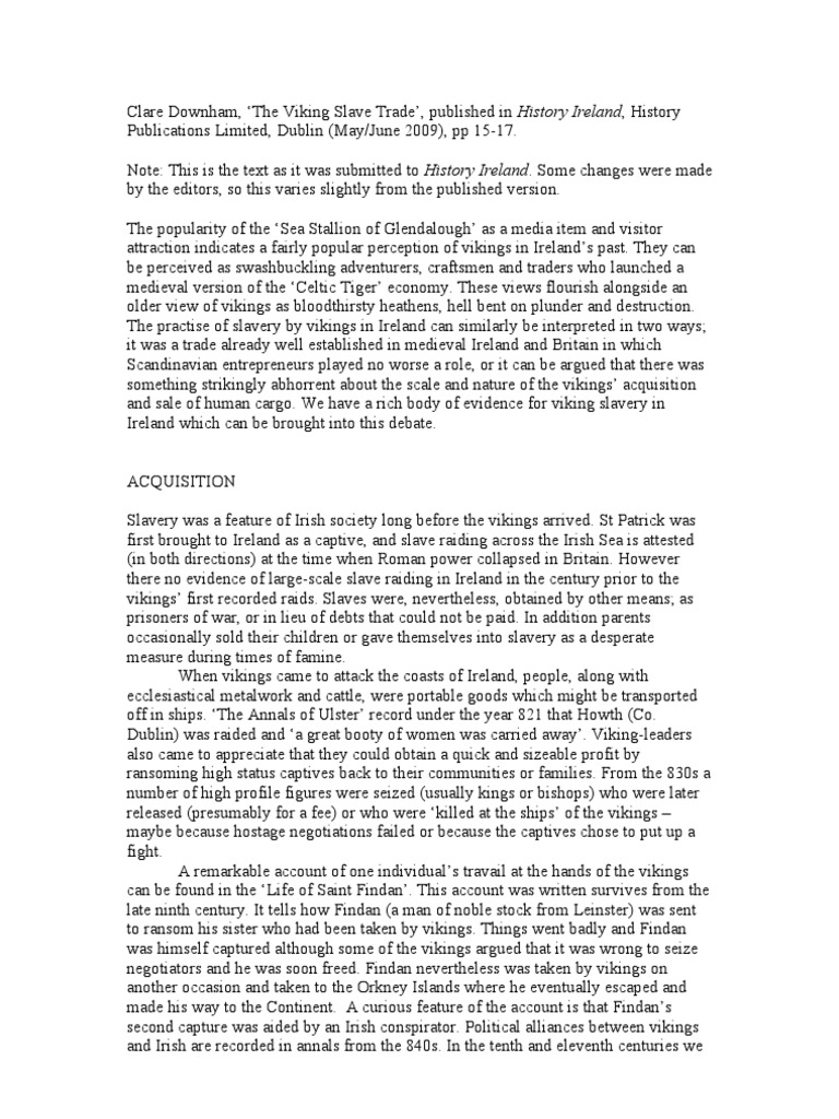 The Viking Slave Trade | PDF | Vikings | Slavery