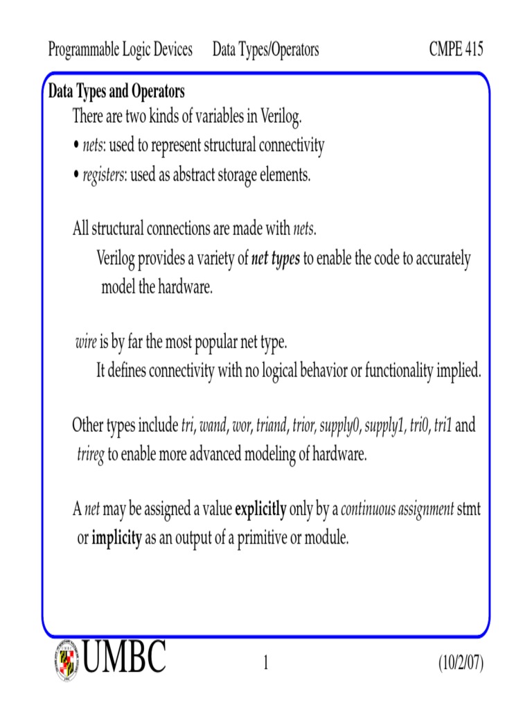 Verilog Datatypes Operators | PDF | Data Type | Computer Engineering Verilog Datatypes Operators | PDF | Data Type | Computer Engineering