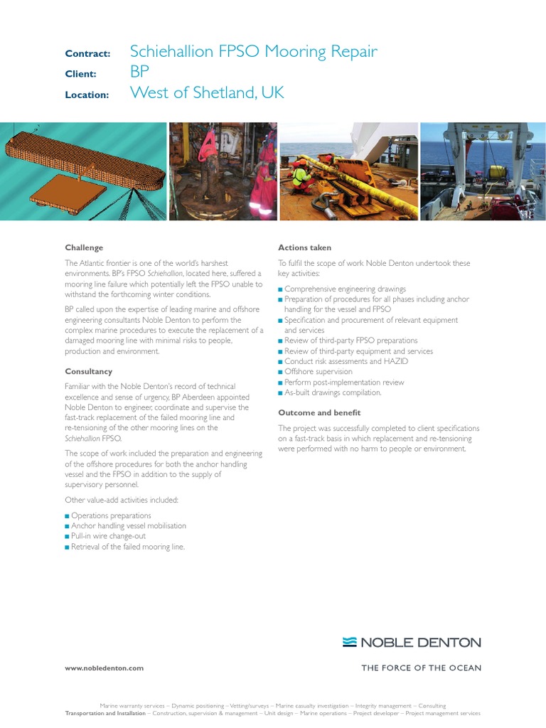 Schiehallion FPSO Mooring Repair BP West of Shetland, UK: Contract ...