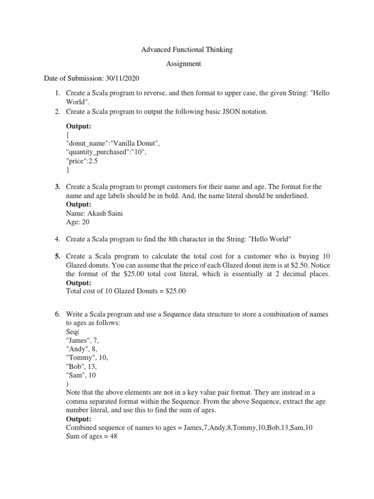Assignment 1 Pdf Parameter Computer Programming Scala