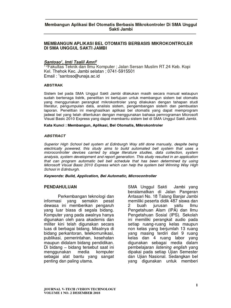 Aplikasi Bel Otomatis di SMA Unggul Sakti | PDF