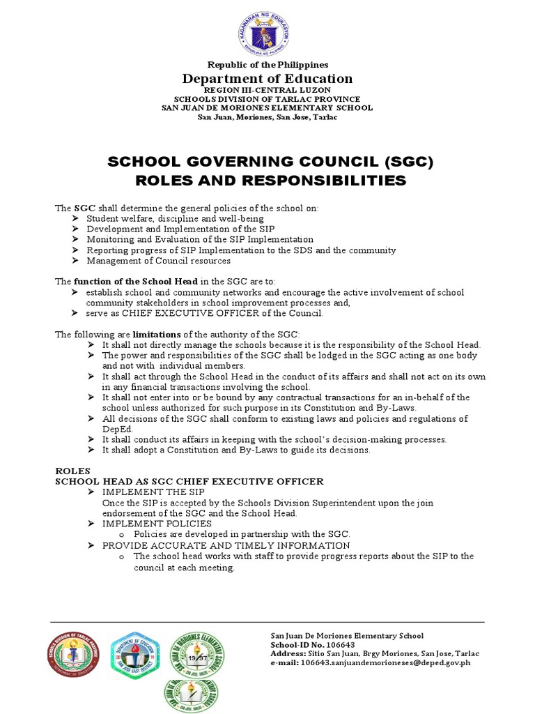 SGC Roles & Responsibilities | PDF | Business | Government