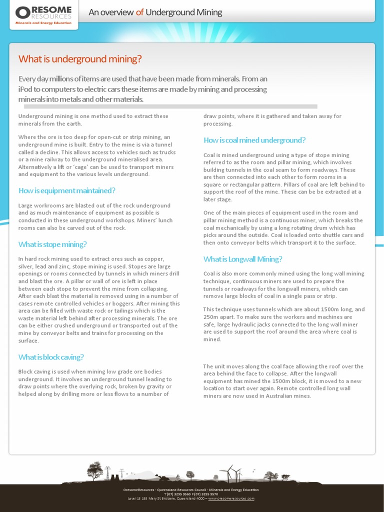 Underground Mining Techniques Guide | PDF | Mining | Coal Mining